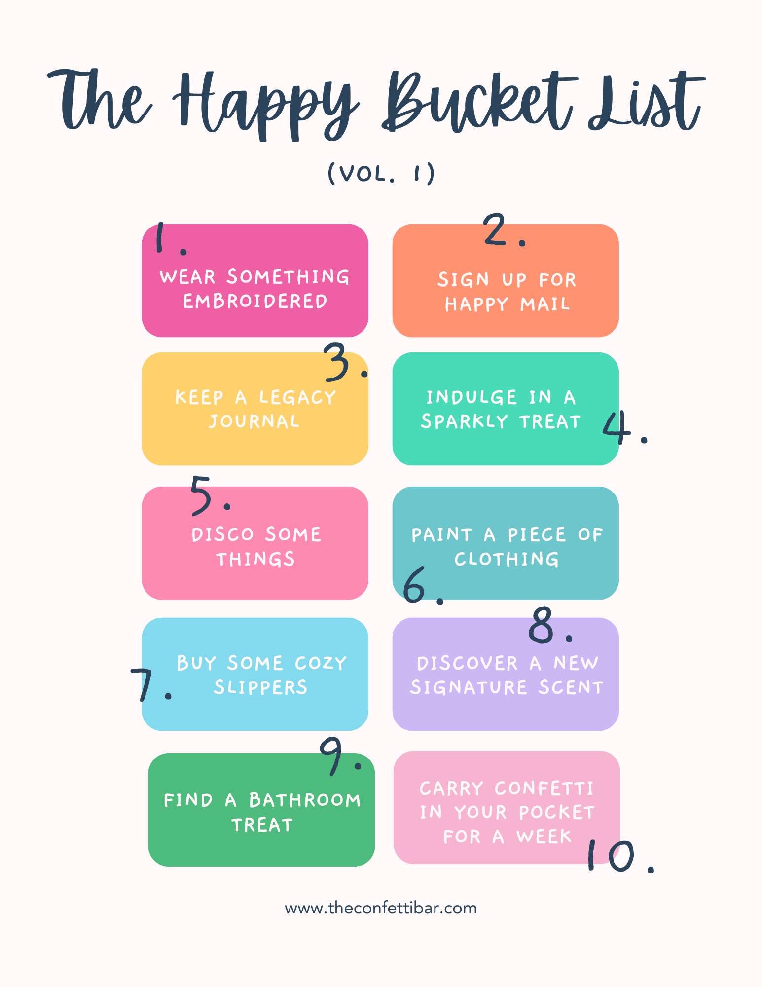 Happy Bucket List (vol. 1) – The Confetti Bar