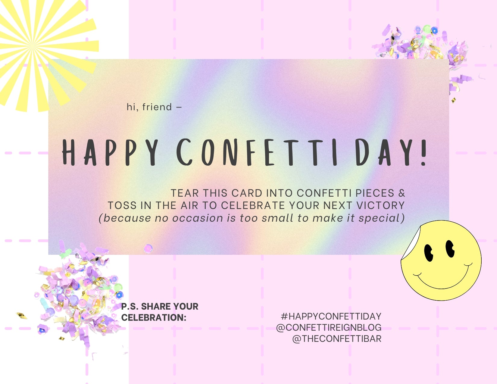 Confetti Day Printable Postcard – The Confetti Bar