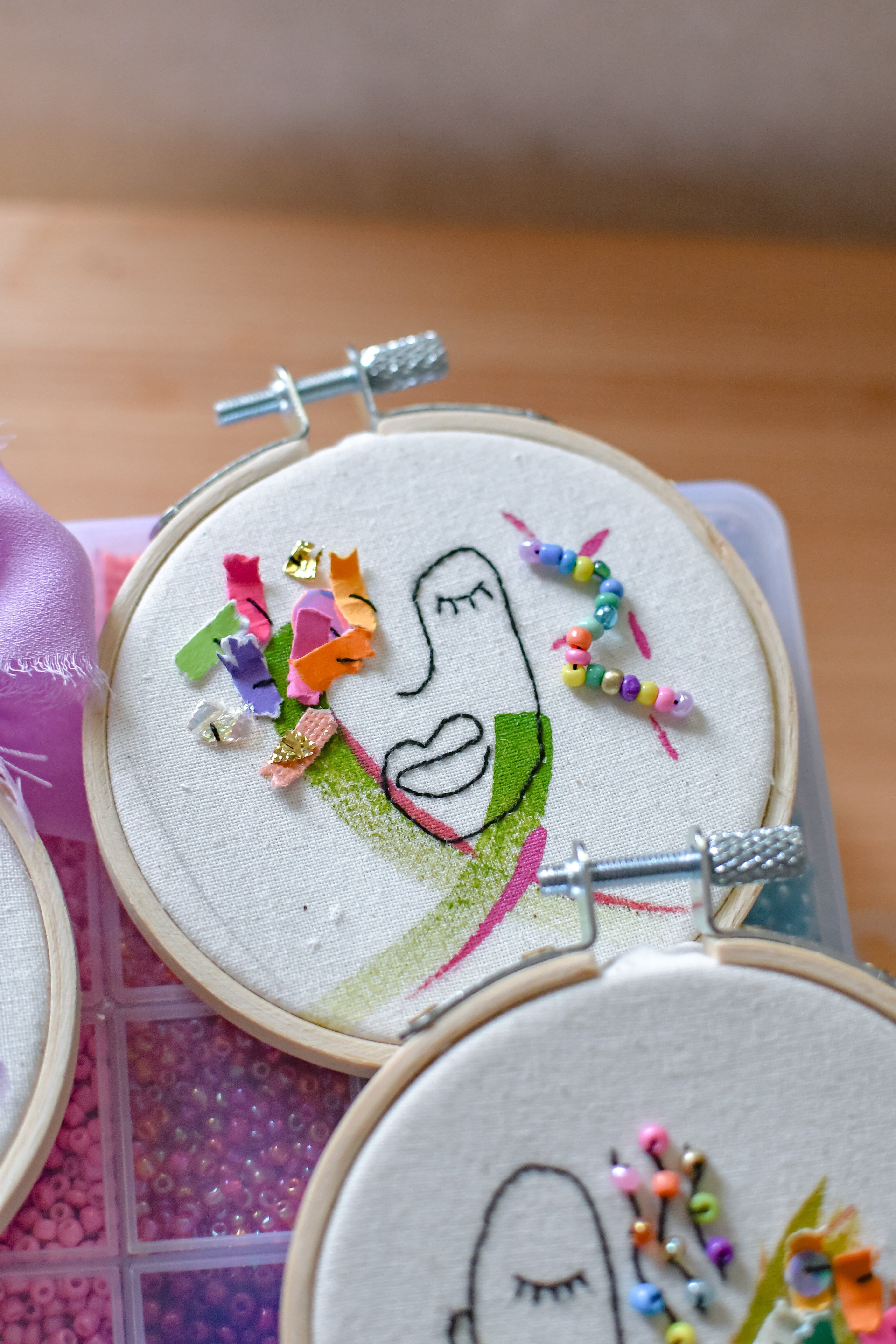 "Gemma" Original Mixed Media Embroidery – The Confetti Bar