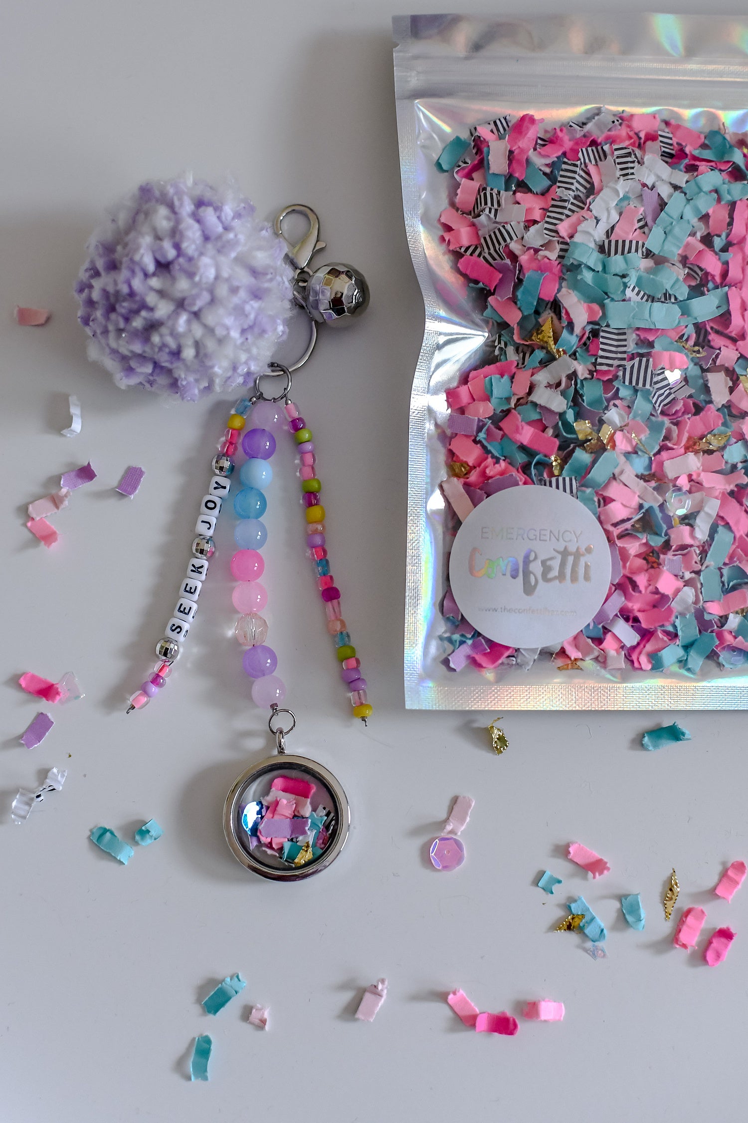 "Seek Joy" Emergency Confetti Keychain – The Confetti Bar