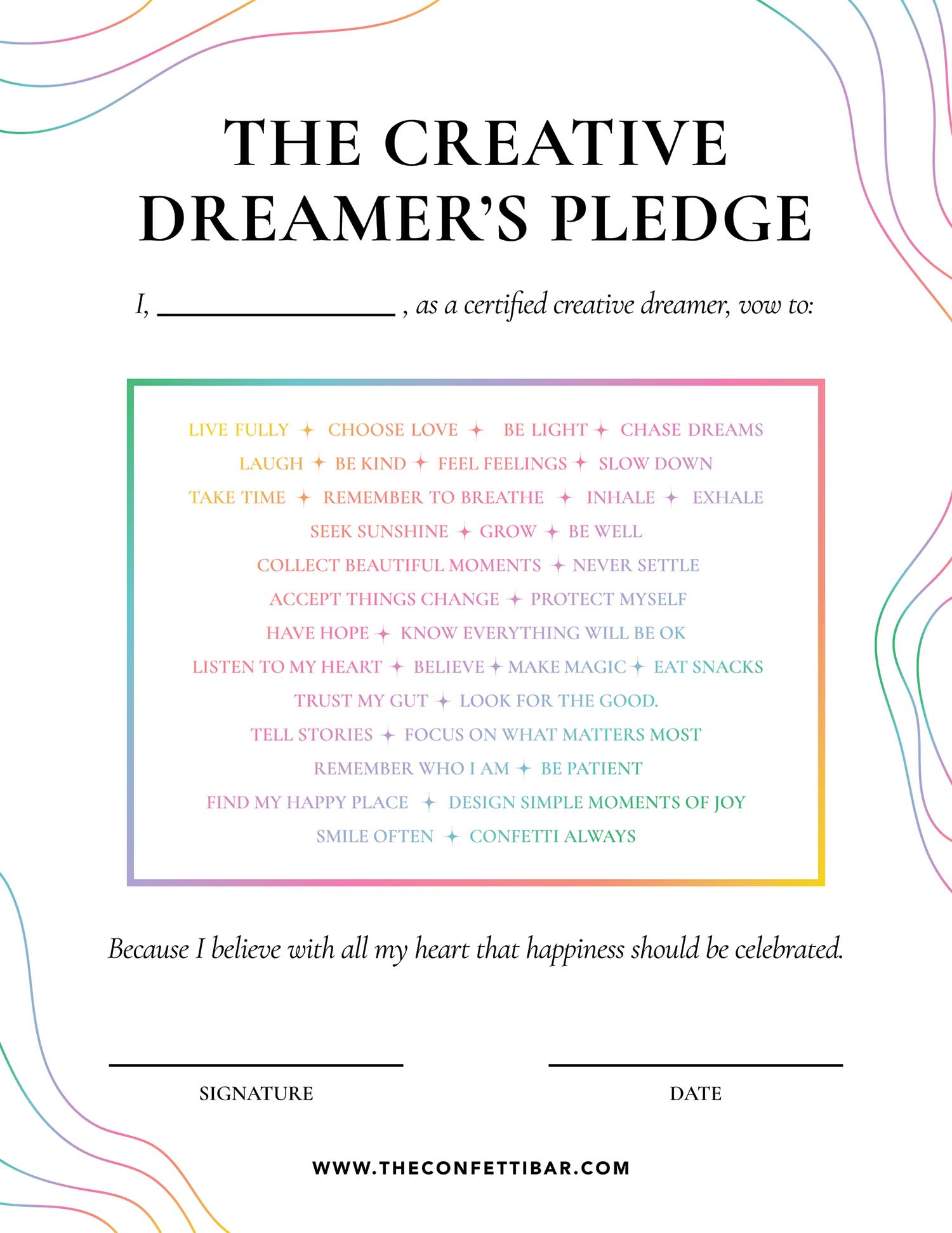 The Creative Dreamer's Pledge – The Confetti Bar